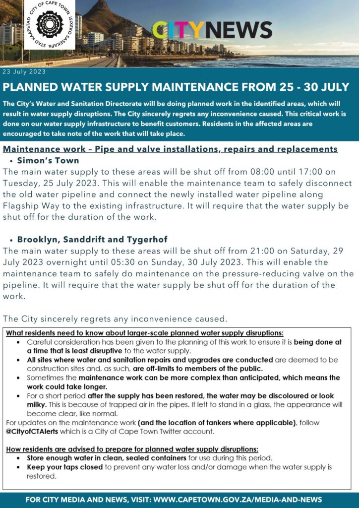 Planned Water Outage 25 July 2023 - STCA